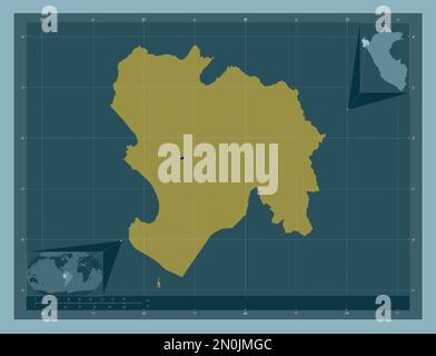 Shape of Piura, region of Peru, with its capital isolated on solid ...