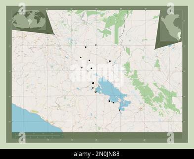 Puno, region of Peru. Open Street Map. Corner auxiliary location maps ...