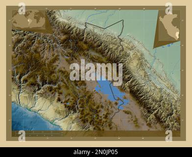 Puno, region of Peru. Elevation map colored in wiki style with lakes ...
