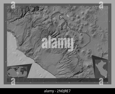 Tacna, region of Peru. Bilevel elevation map with lakes and rivers ...