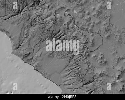 Tacna, region of Peru. Bilevel elevation map with lakes and rivers ...