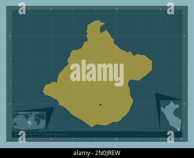 Tacna, region of Peru. Solid color shape. Locations and names of major ...