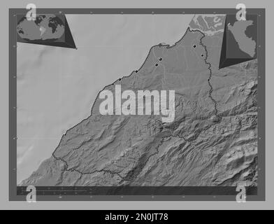 Tumbes, region of Peru. Bilevel elevation map with lakes and rivers ...