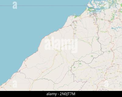 Tumbes, region of Peru. Open Street Map. Locations of major cities of ...