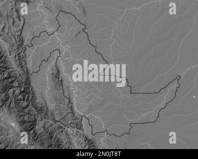 Ucayali, region of Peru. Bilevel elevation map with lakes and rivers ...