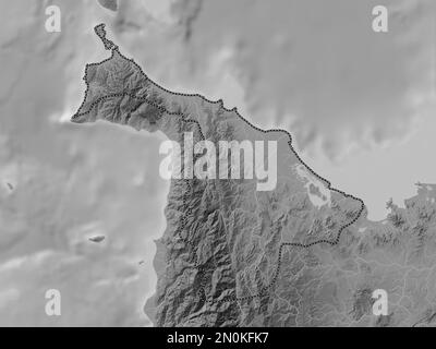 Aklan, province of Philippines. Grayscale elevation map with lakes and ...
