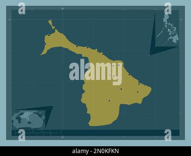 Aklan, province of Philippines. Solid color shape. Locations and names ...