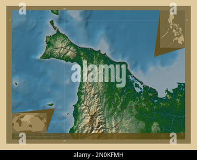 Aklan, province of Philippines. Colored elevation map with lakes and ...