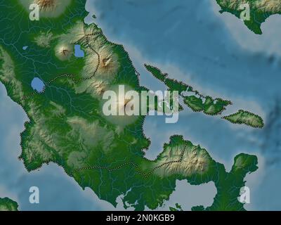 Albay, province of Philippines. Colored elevation map with lakes and ...