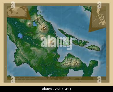 Albay, province of Philippines. Colored elevation map with lakes and ...