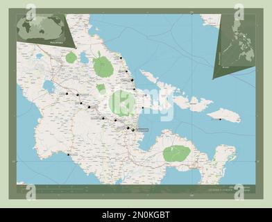 Albay, province of Philippines. Open Street Map. Locations of major ...
