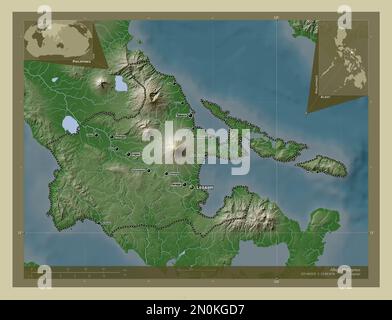 Albay, province of Philippines. Colored elevation map with lakes and ...