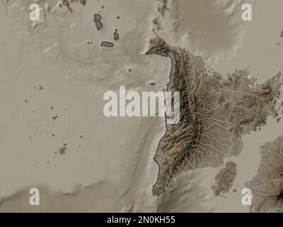 Antique, province of Philippines. Colored elevation map with lakes and ...