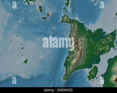 Antique, province of Philippines. Colored elevation map with lakes and ...