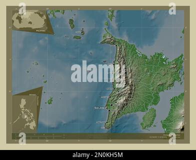 Antique, province of Philippines. Colored elevation map with lakes and ...