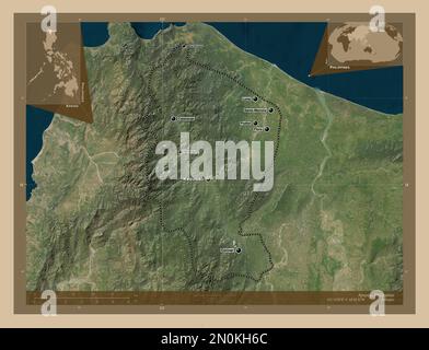 Apayao, province of Philippines. Low resolution satellite map. Corner ...