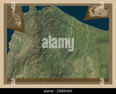 Apayao, province of Philippines. Low resolution satellite map. Corner ...