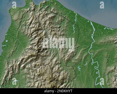 Apayao, province of Philippines. Colored elevation map with lakes and ...