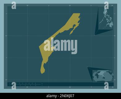 Aurora, province of Philippines. Solid color shape. Locations of major ...