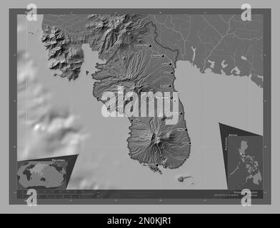 Bataan, province of Philippines. Bilevel elevation map with lakes and ...