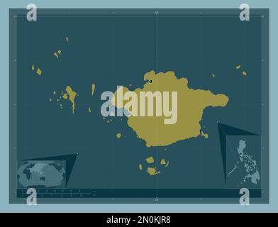 Basilan, province of Philippines. Solid color shape. Locations and ...