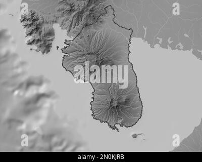 Bataan, province of Philippines. Grayscale elevation map with lakes and ...