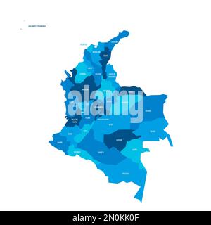 Vector map of Colombia with departments, capital region and ...