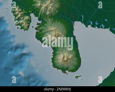 Bataan, province of Philippines. Colored elevation map with lakes and ...