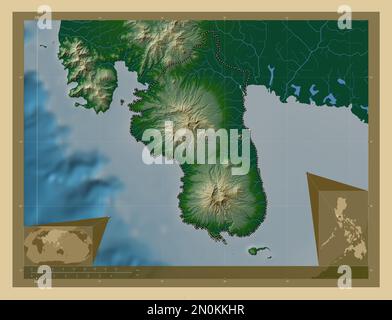 Bataan, province of Philippines. Colored elevation map with lakes and ...
