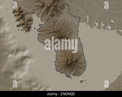 Bataan, province of Philippines. Colored elevation map with lakes and ...