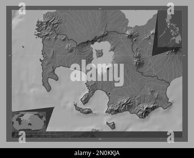 Batangas, province of Philippines. Bilevel elevation map with lakes and ...