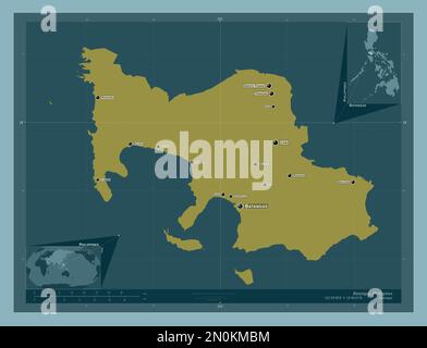 Batangas, province of Philippines. Solid color shape. Locations of ...