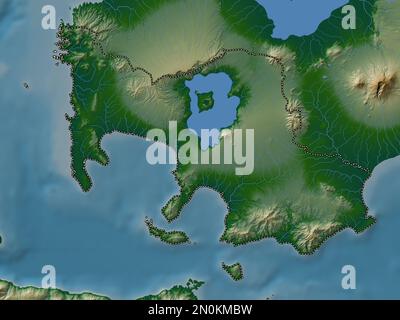 Batangas, province of Philippines. Colored elevation map with lakes and ...