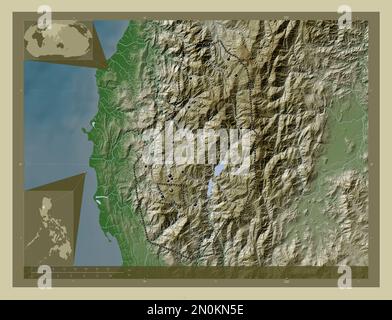 Benguet, province of Philippines. Colored elevation map with lakes and ...