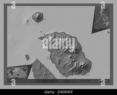 Biliran, province of Philippines. Bilevel elevation map with lakes and ...