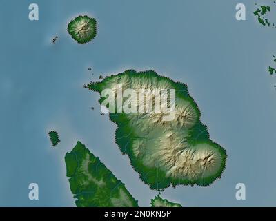 Biliran, province of Philippines. Colored elevation map with lakes and ...