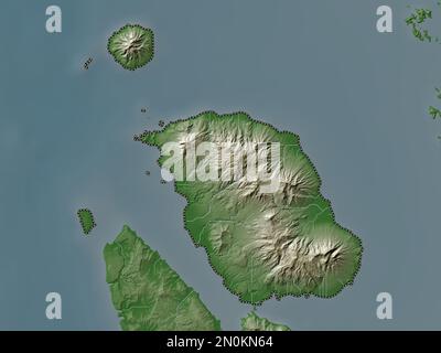 Biliran, province of Philippines. Colored elevation map with lakes and ...