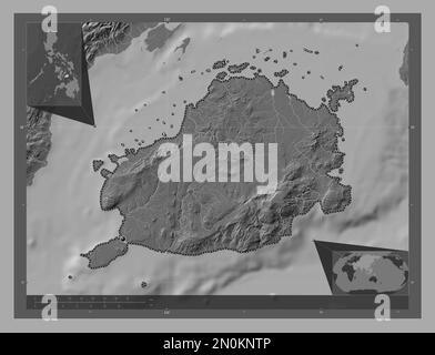 Bohol, province of Philippines. Bilevel elevation map with lakes and ...