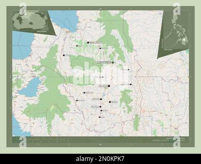 Bukidnon, province of Philippines. Open Street Map. Locations of major ...