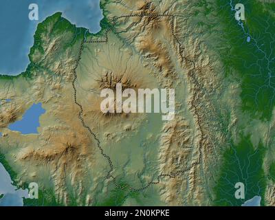Quezon, province of Philippines. Colored elevation map with lakes and ...