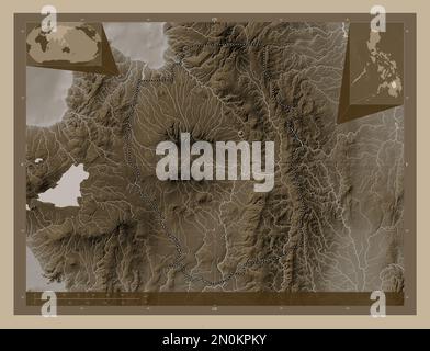Bukidnon, province of Philippines. Colored elevation map with lakes and ...