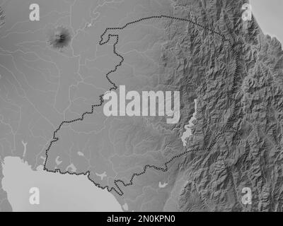 Bulacan, province of Philippines. Grayscale elevation map with lakes ...