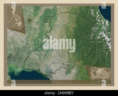 Bulacan, province of Philippines. High resolution satellite map. Corner ...