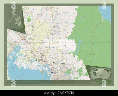 Bulacan, province of Philippines. Open Street Map. Corner auxiliary ...