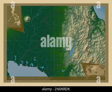 Bulacan, province of Philippines. Colored elevation map with lakes and ...