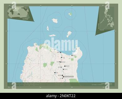 Cagayan, province of Philippines. Open Street Map. Locations of major ...