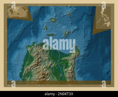 Cagayan, province of Philippines. Colored elevation map with lakes and ...