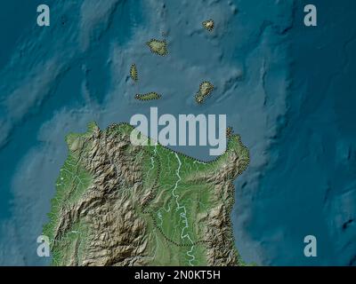 Cagayan, province of Philippines. Colored elevation map with lakes and ...