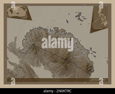Camarines Norte, province of Philippines. Colored elevation map with ...