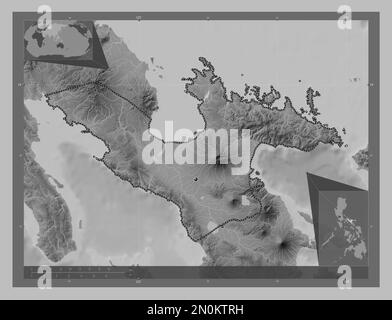 Camarines Sur, province of Philippines. Grayscale elevation map with ...